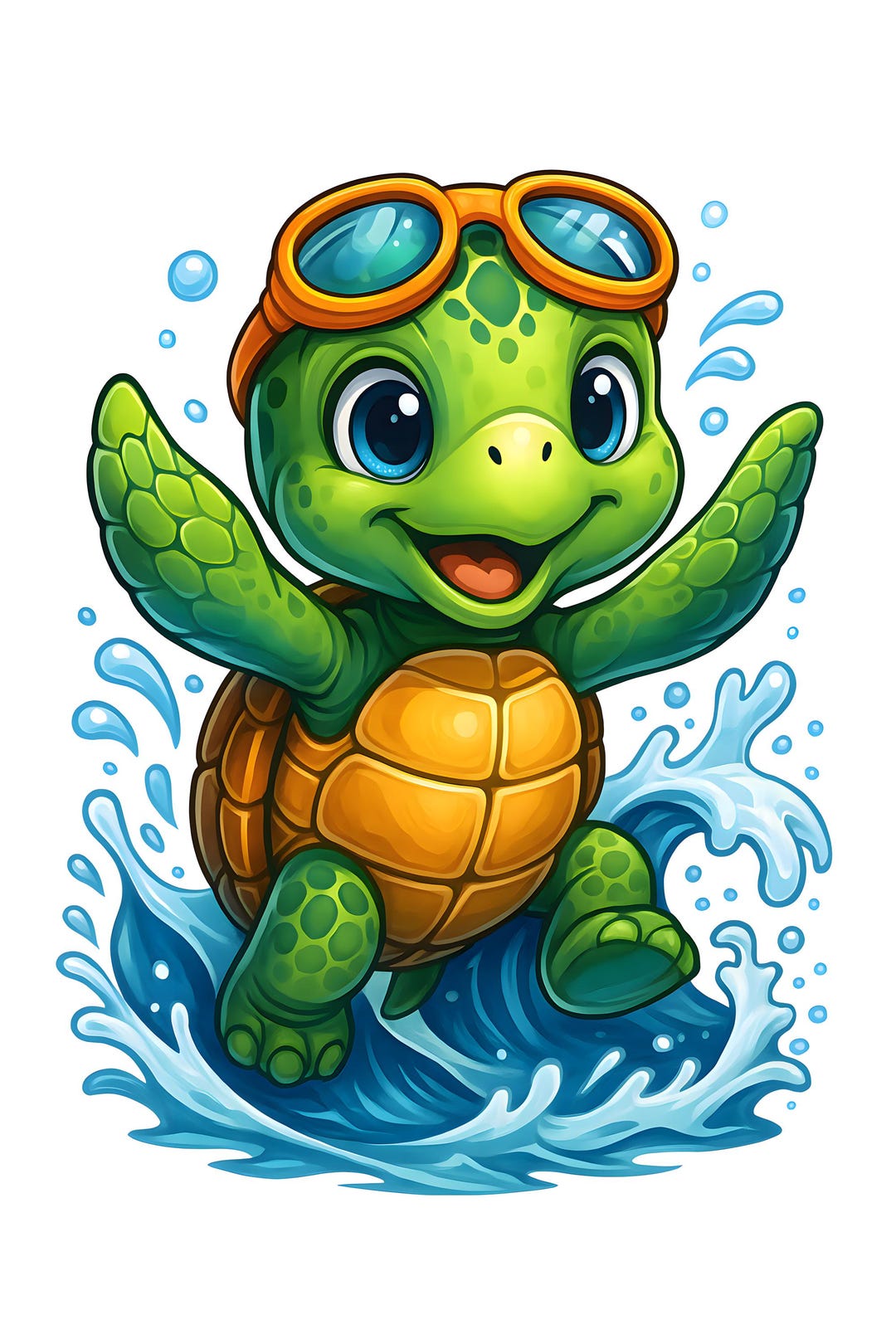 Cartoon Sea Turtle Clipart – Comic Ocean Animal Illustrations (PNG ...