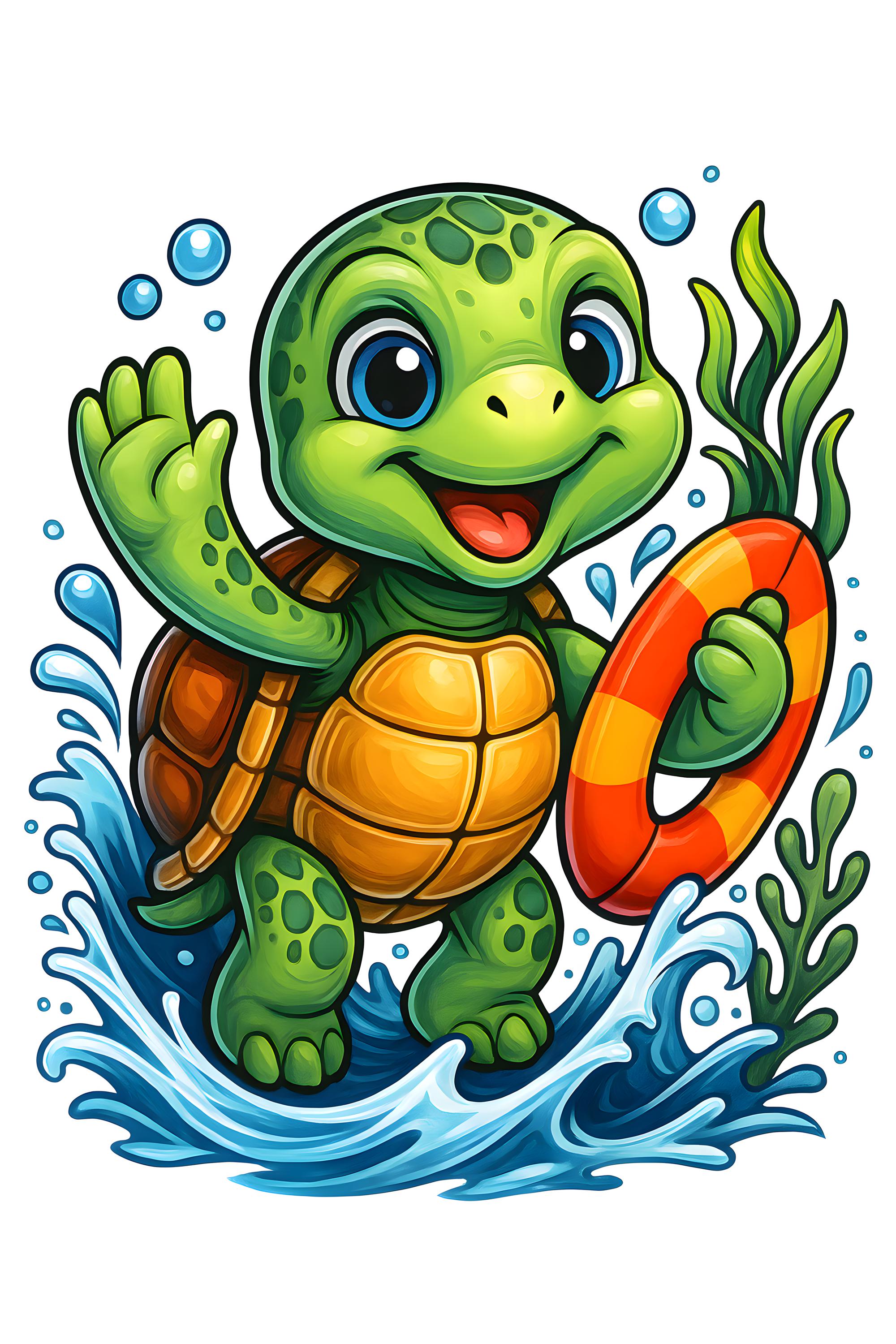 Cute Sea Turtle Clipart Bundle – Cartoon Ocean Animal Illustrations ...