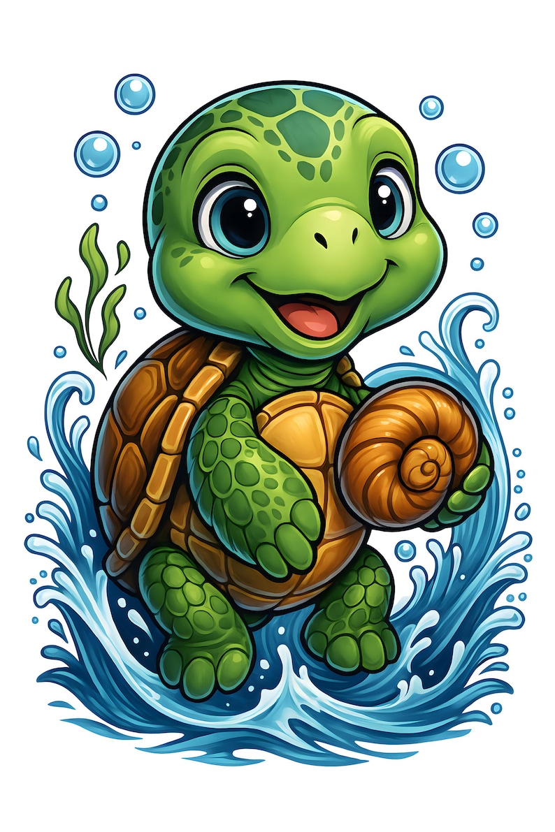 Cartoon Sea Turtle Clipart – Comic Ocean Animal Illustrations (PNG ...