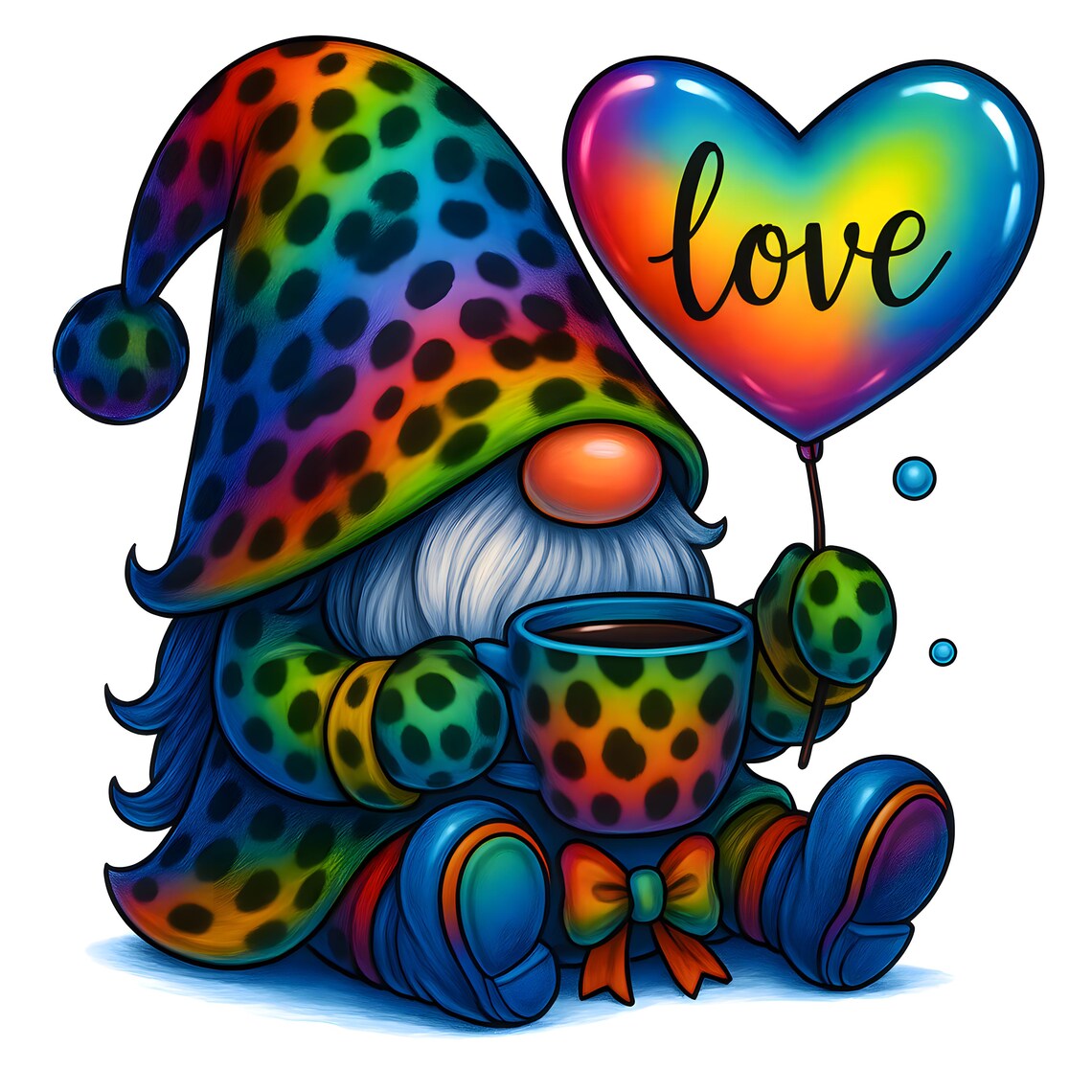 12 Rainbow Gnome Clipart JPG Bundle | Cute Colorful Gnomes for ...