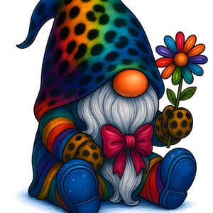 12 Rainbow Gnome Clipart JPG Bundle | Cute Colorful Gnomes for ...