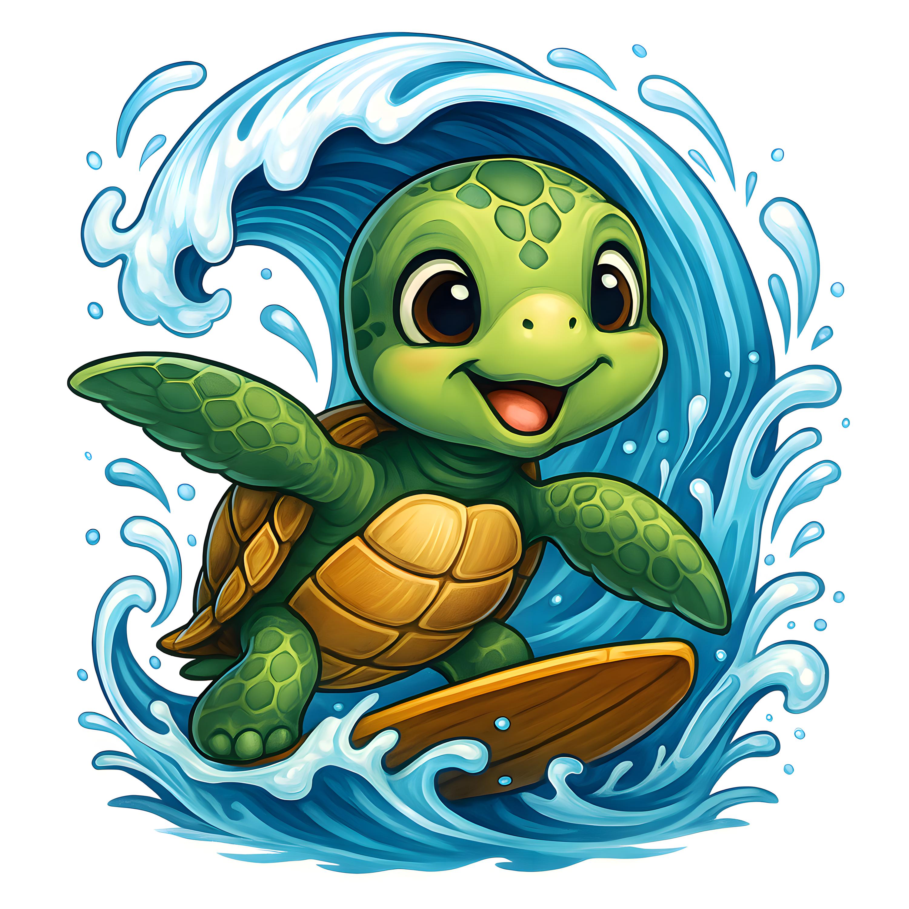 Cartoon Sea Turtle Clipart – Comic Ocean Animal Illustrations (PNG ...