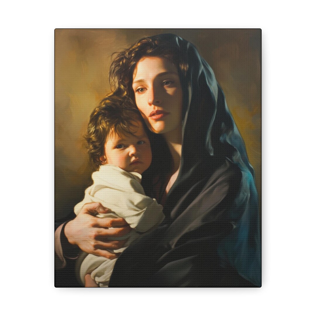 A Mother's Gentle Embrace - Mary and the Christ Child - Gallery Wrapped ...