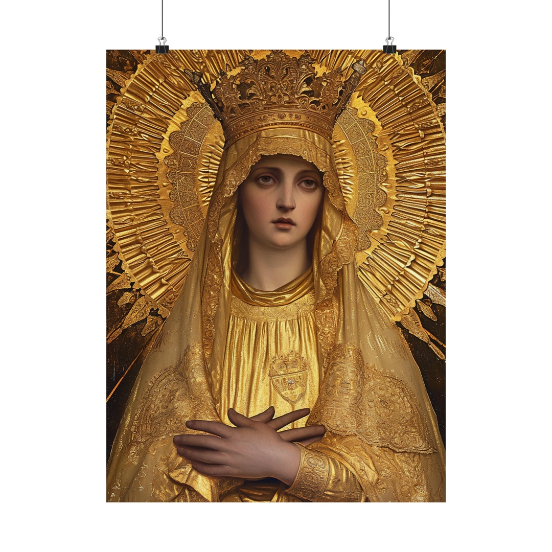 Golden Mary - Radiant Tribute to Our Lady of the Gate of Dawn Poster ...