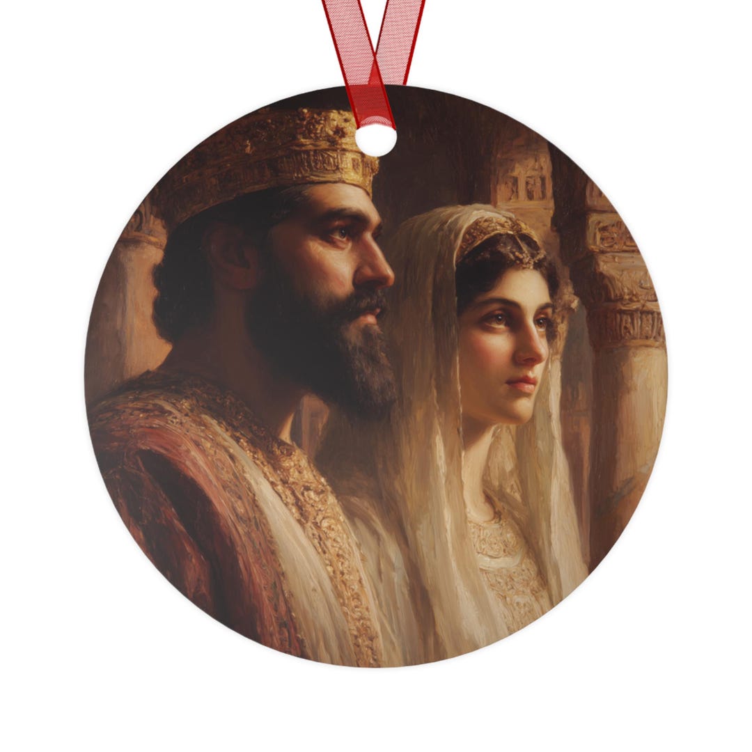 King Xerxes and Queen Esther - Metal Ornament - Religious Holiday ...