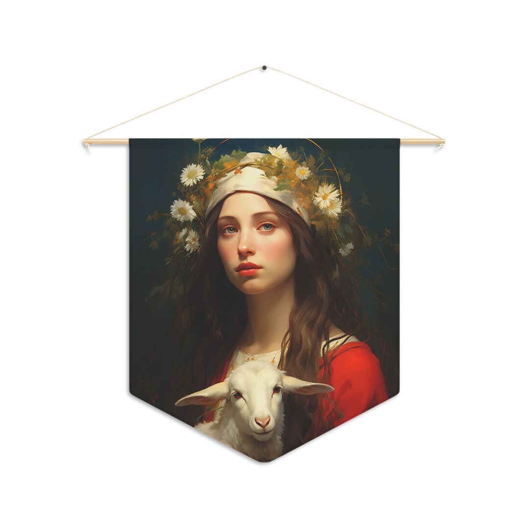 Saint Agnes Wall Banner / Wall Hanging - Prayer Room Art - Catholic ...