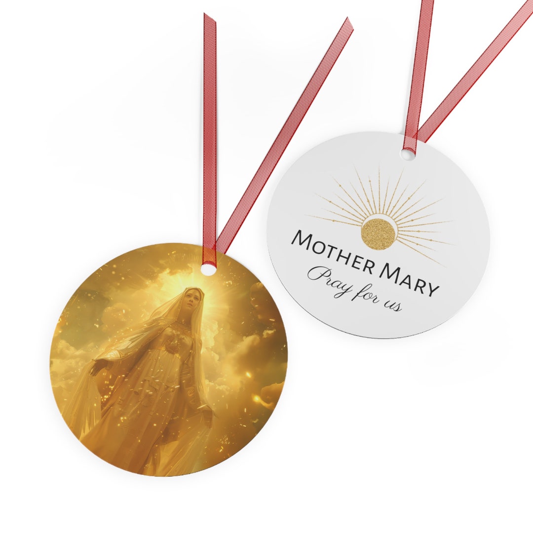 Virgin Mary - Mystical Sun - Golden Mary Metal Ornament - Religious ...