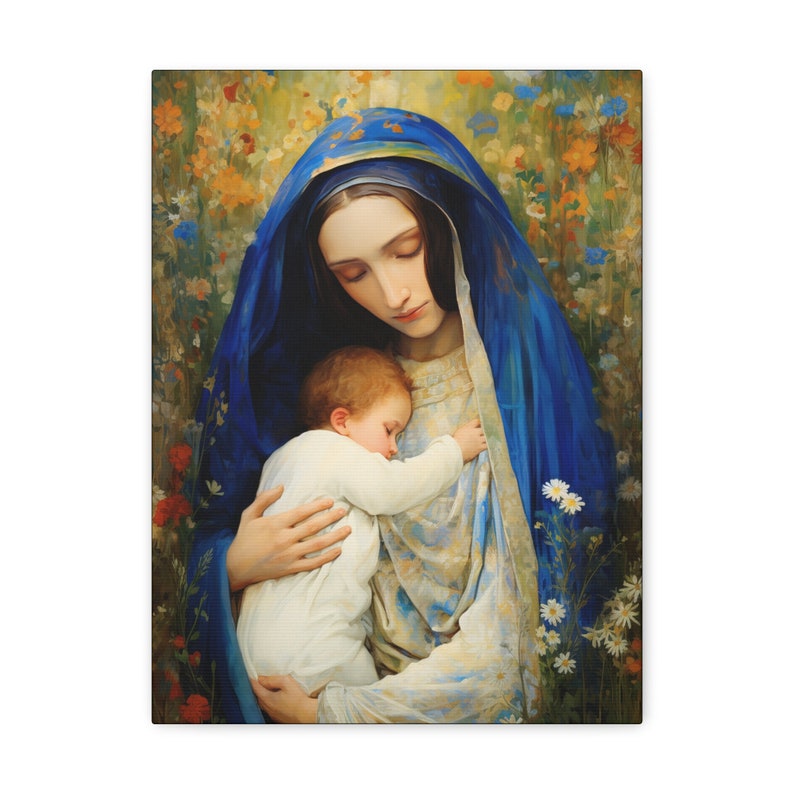 The Eternal Mother Mary and the Infant Jesus - Gallery Wrapped Canvas ...