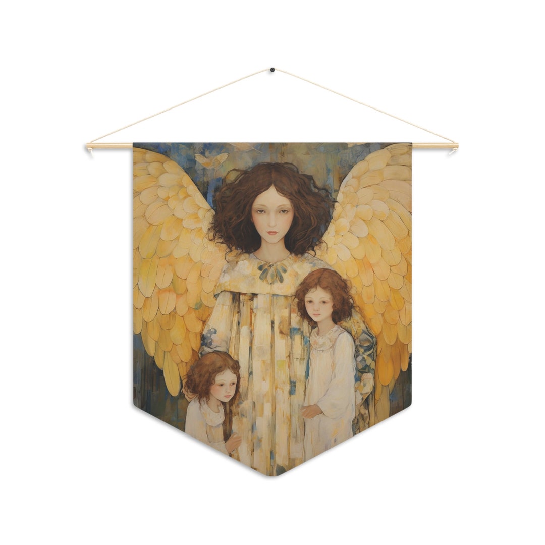 Embrace of the Guardian Wall Banner / Wall Hanging - Prayer Room Art ...