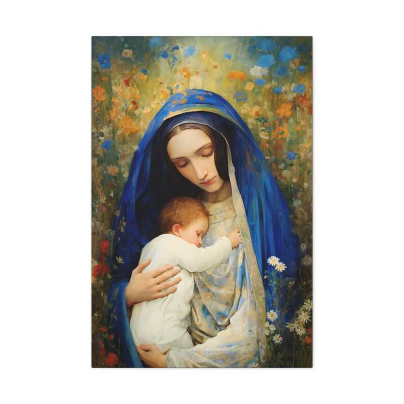 The Eternal Mother Mary and the Infant Jesus - Gallery Wrapped Canvas ...