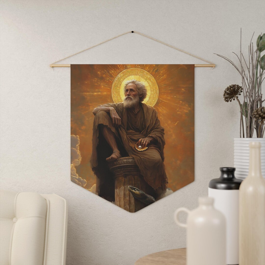 Saint Simeon Stylites Pennant / Banner / Wall Hanging - Prayer Room Art ...