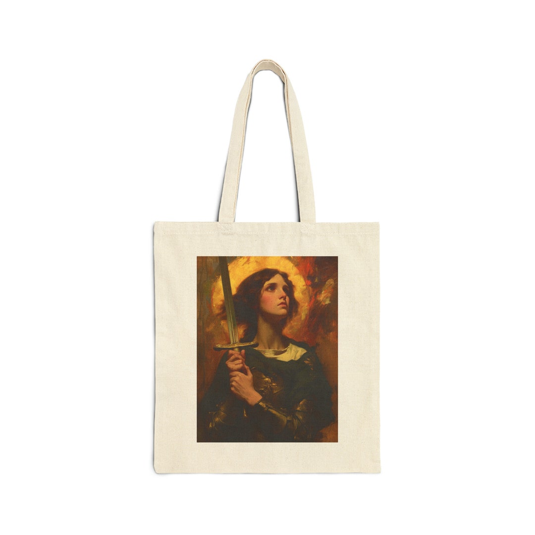 Portrait of Saint Joan of Arc Prayer Tote 100% Cotton Bag Prayer Bag ...