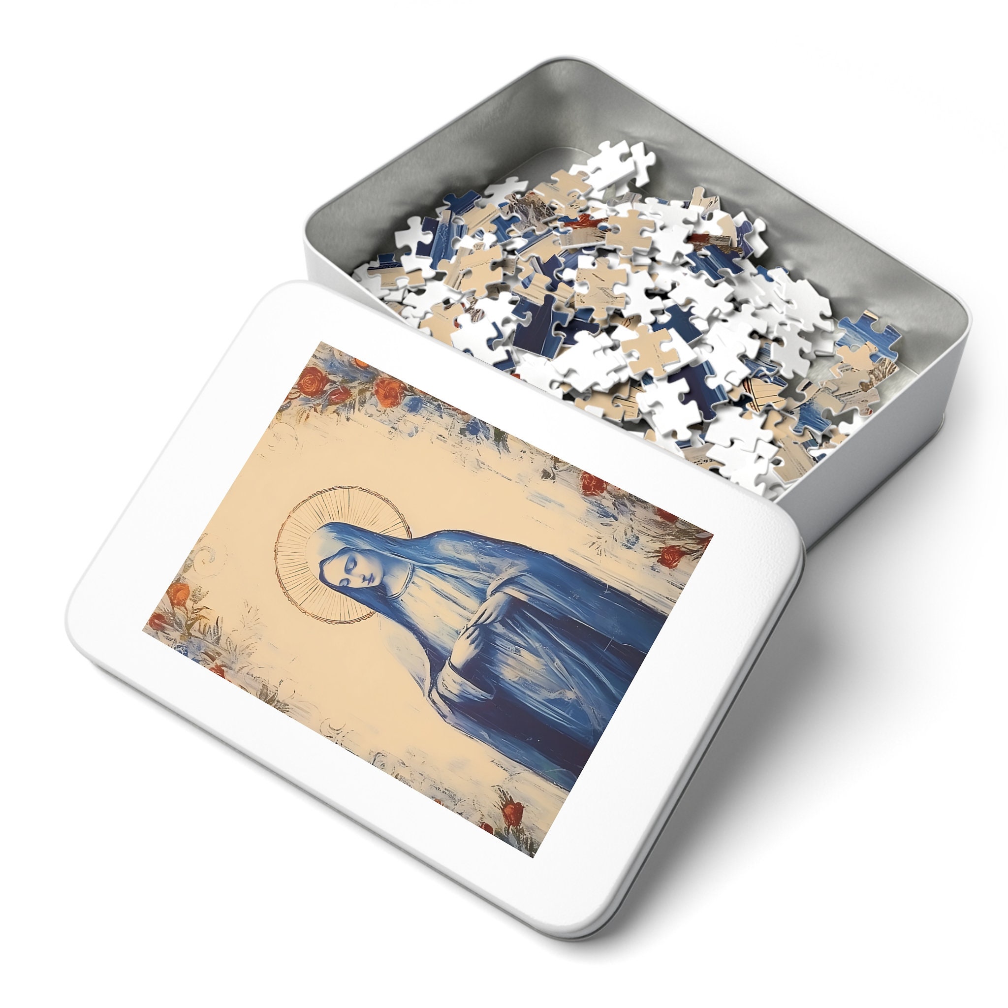 Mary the Blessed Virgin Puzzle and Keepsake Tin Religious Jigsaw Puzzle ...