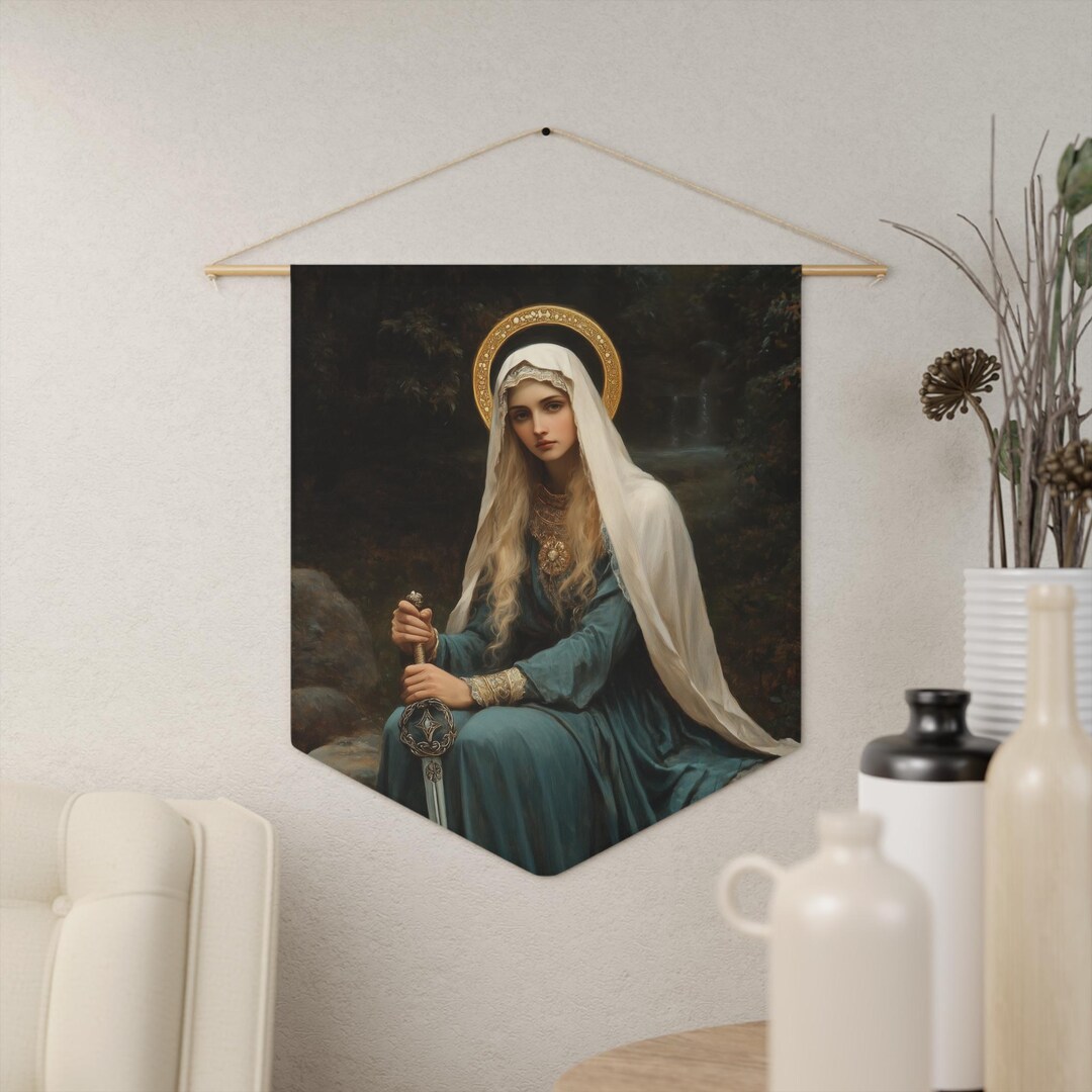 Saint Winifred Pennant / Banner / Wall Hanging - Prayer Room Art - 18 ...