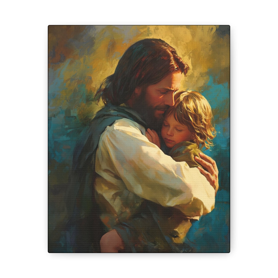 Christ's Compassionate Embrace - Christ and Child - Gallery Wrapped ...