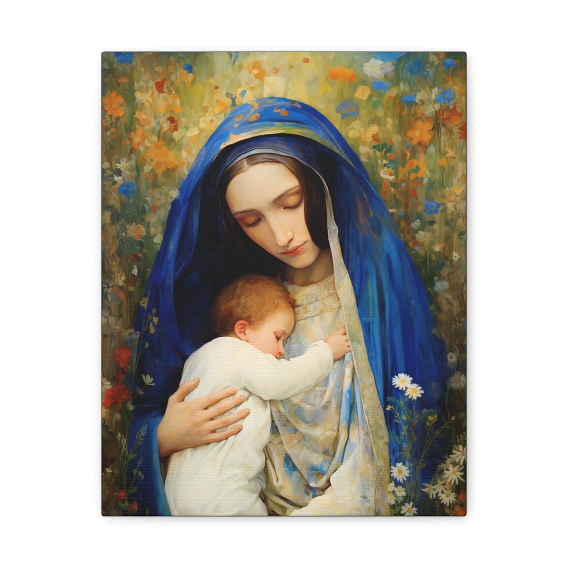 The Eternal Mother Mary and the Infant Jesus - Gallery Wrapped Canvas ...