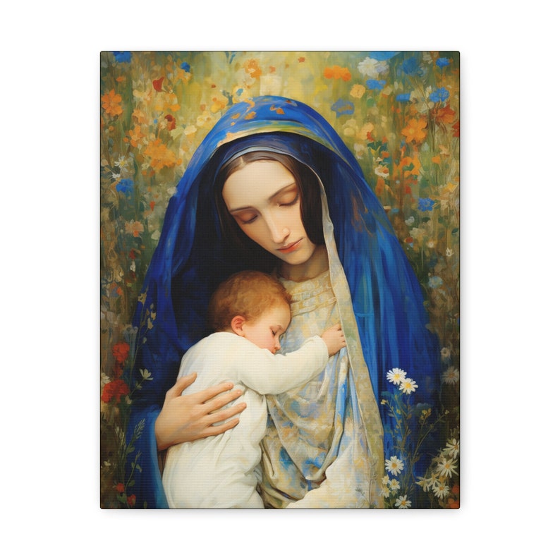 The Eternal Mother Mary and the Infant Jesus - Gallery Wrapped Canvas ...