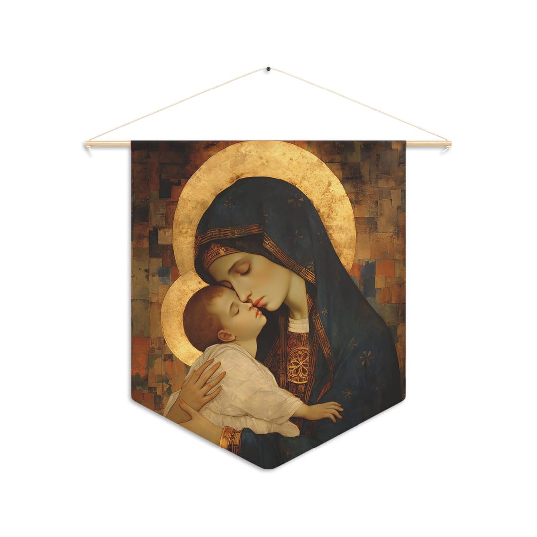 Mother of Mercy Wall Banner / Wall Hanging - the Virgin Mary and the ...