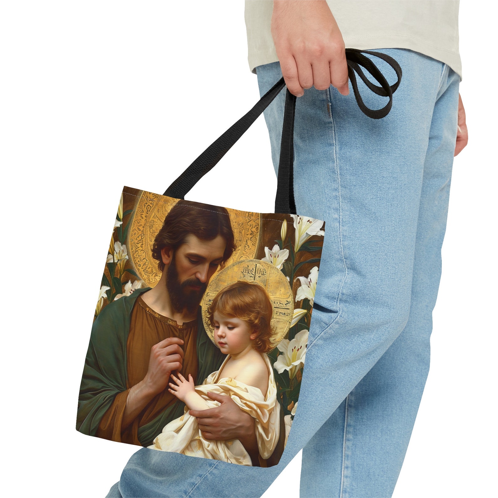 Saint Joseph and Jesus Tote Bag Large Medium Small Faith Art Bag ...