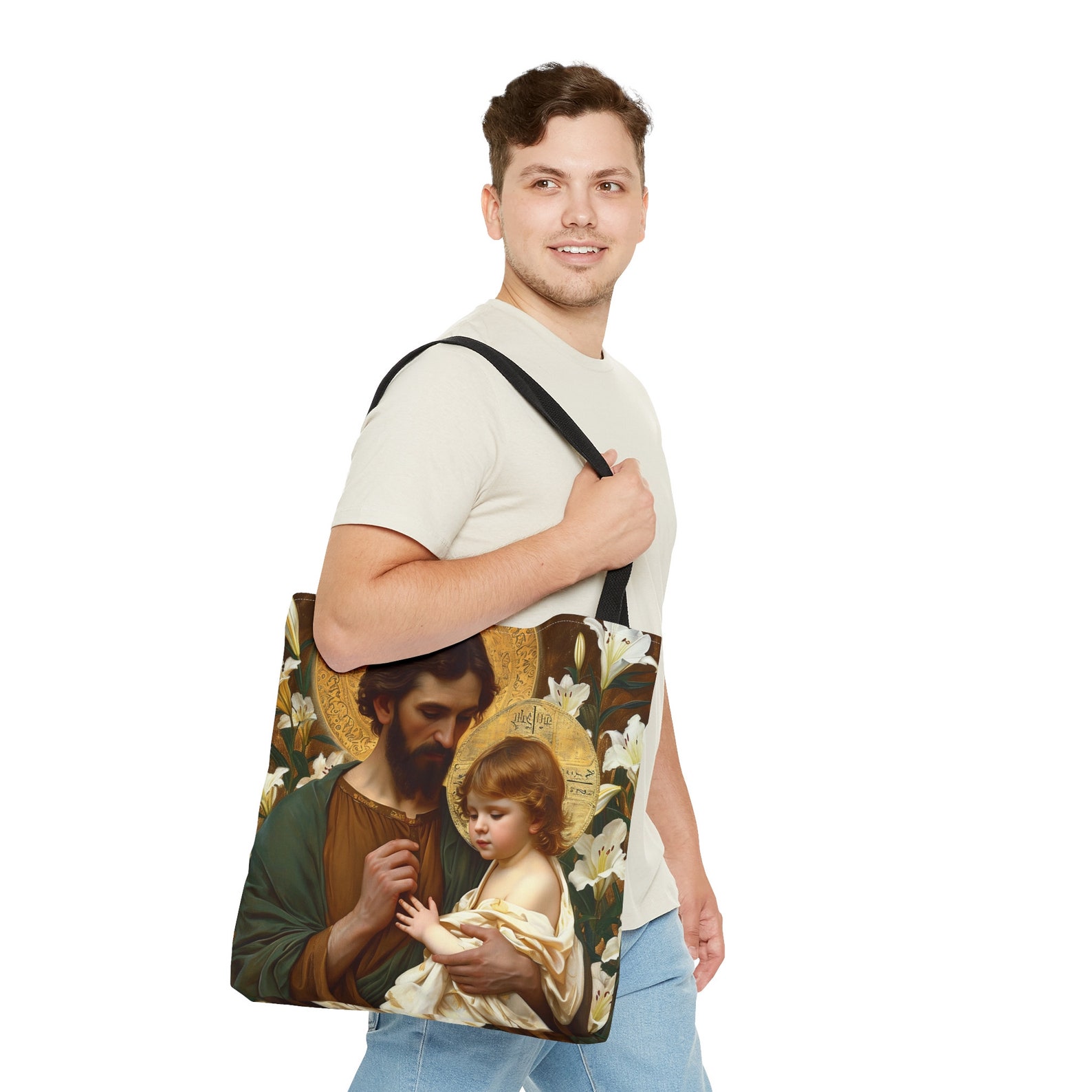 Saint Joseph and Jesus Tote Bag Large Medium Small Faith Art Bag ...
