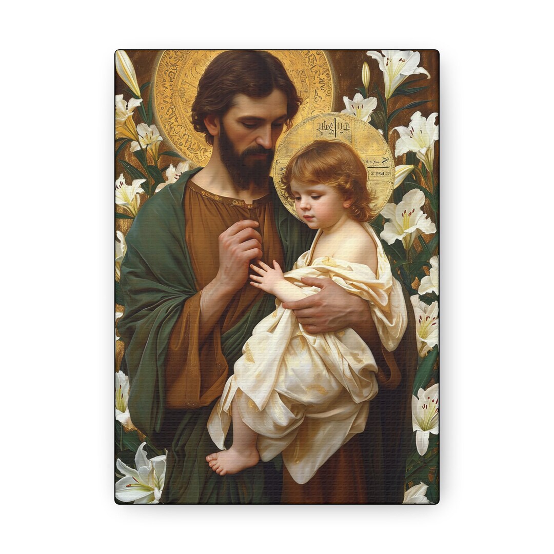 Saint Joseph and the Christ Child Gallery Wrapped Canvas Sanctified ...