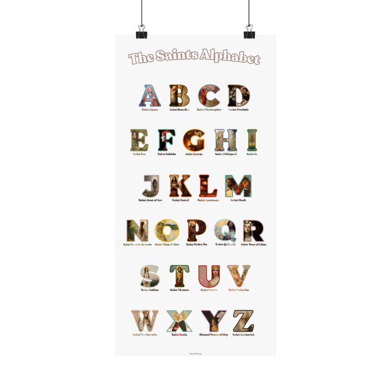 Catholic Saints ABC Print - Alphabet Poster - A to Z Saints Wall Art ...