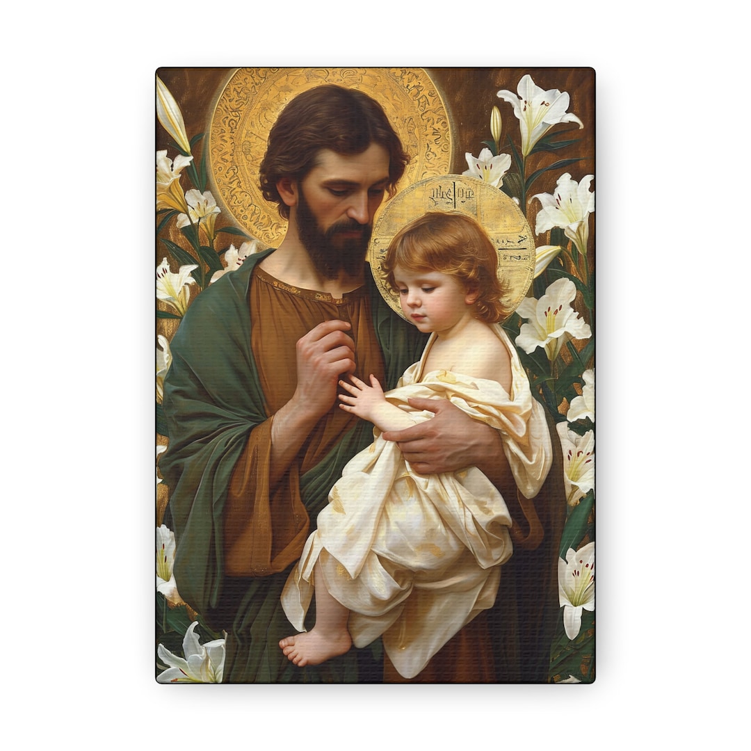 Saint Joseph and the Christ Child - Gallery Wrapped Canvas - Sanctified ...
