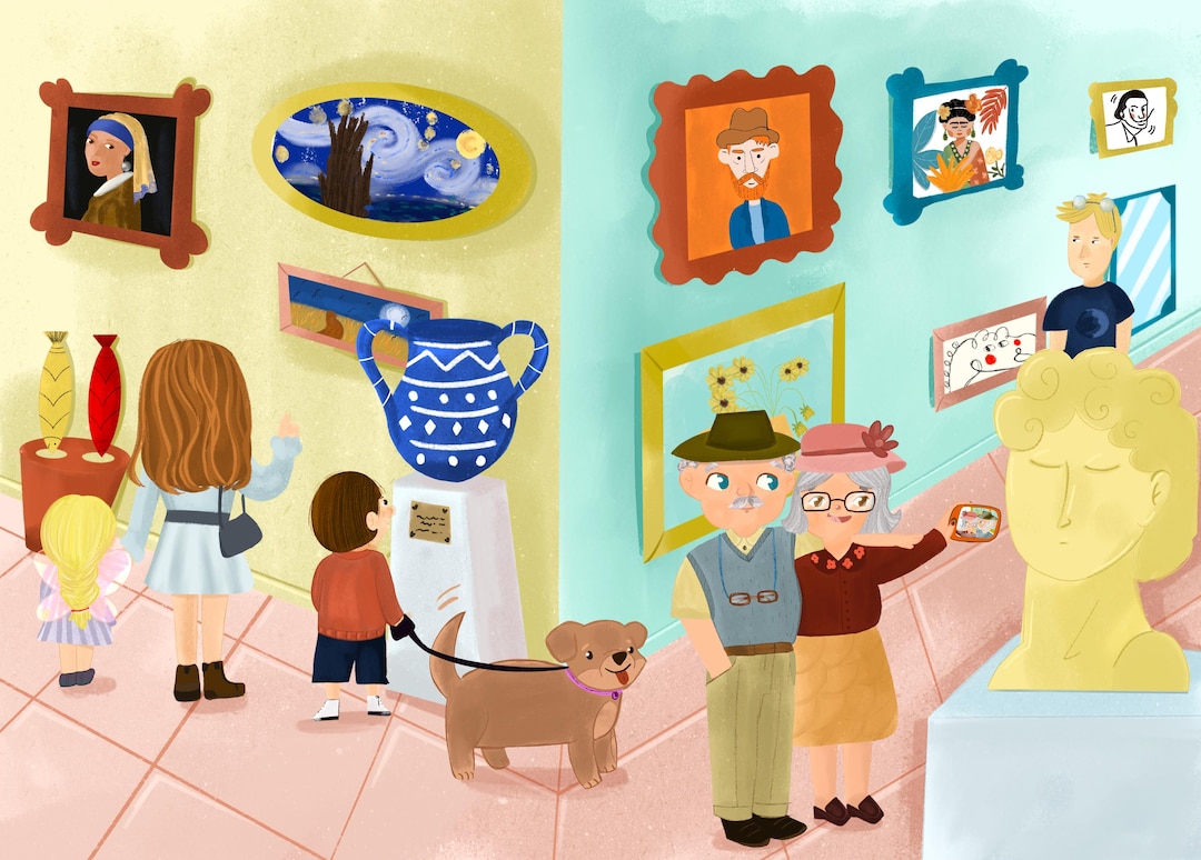 Children’s Book Illustration | Colorful Museum Scene | Digital Download ...