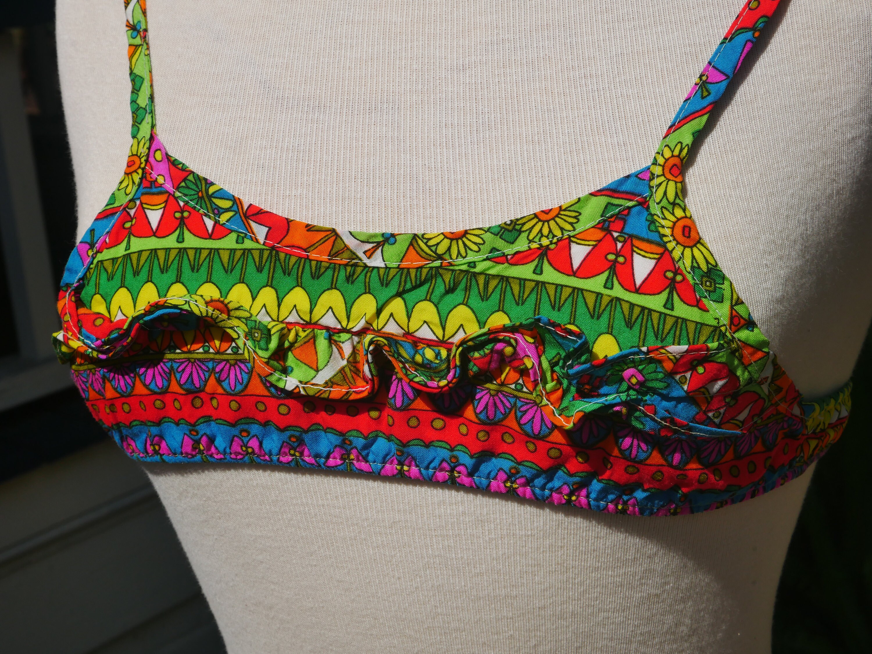 1960's Day Glow Bikini Set With Ruffle Over Top and - Etsy