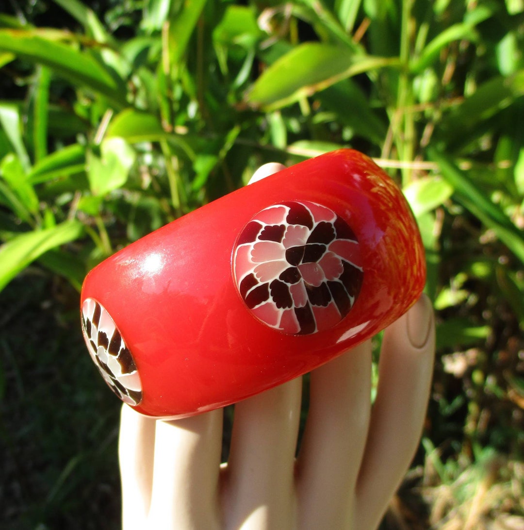 Vintage Huge Cherry Red Bakelite Bangle With Polka Dots - Etsy