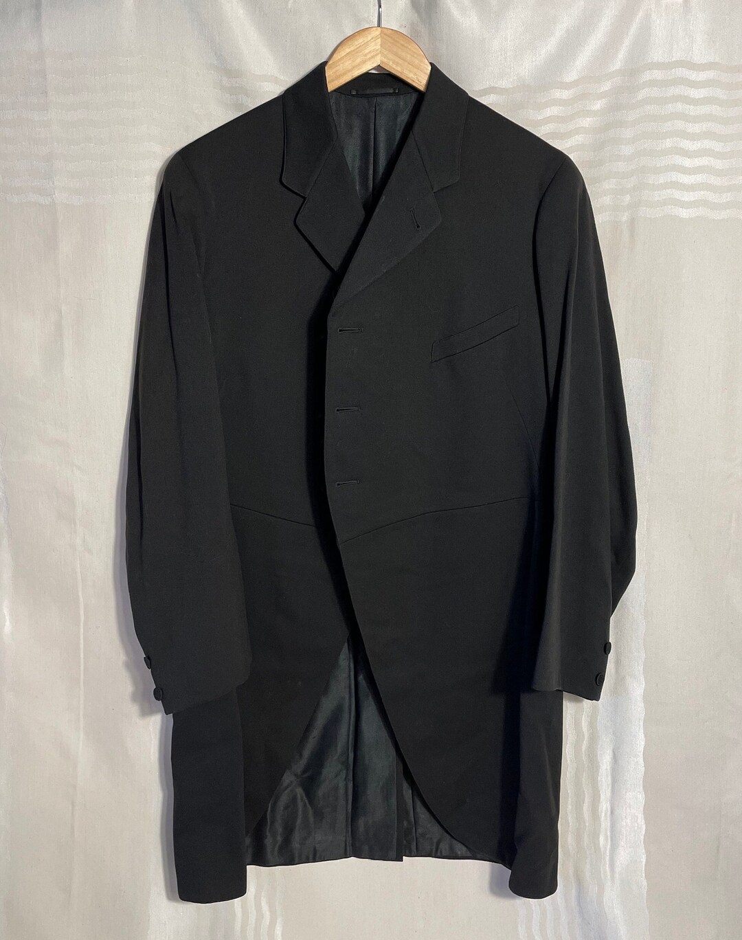 Exceptional 1915 Dated Mens Black Three-button Cutaway Coat Edwardian ...