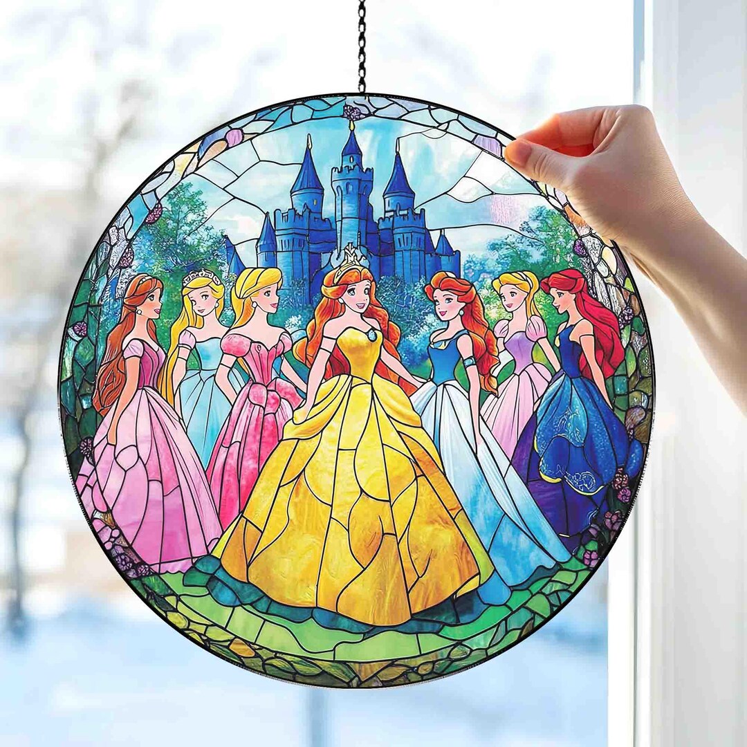 Disney Princess Glass Suncatcher, Magical Fairy Tale Window Decor, Gift ...