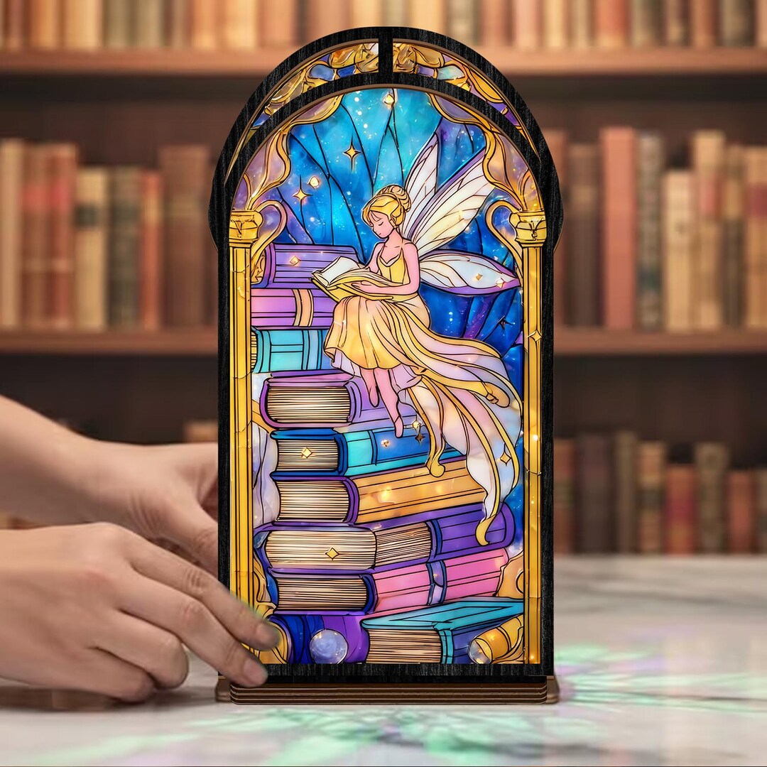 Fairy on Book Nook Suncatcher Candle Holder, Fantasy Book Nook or ...