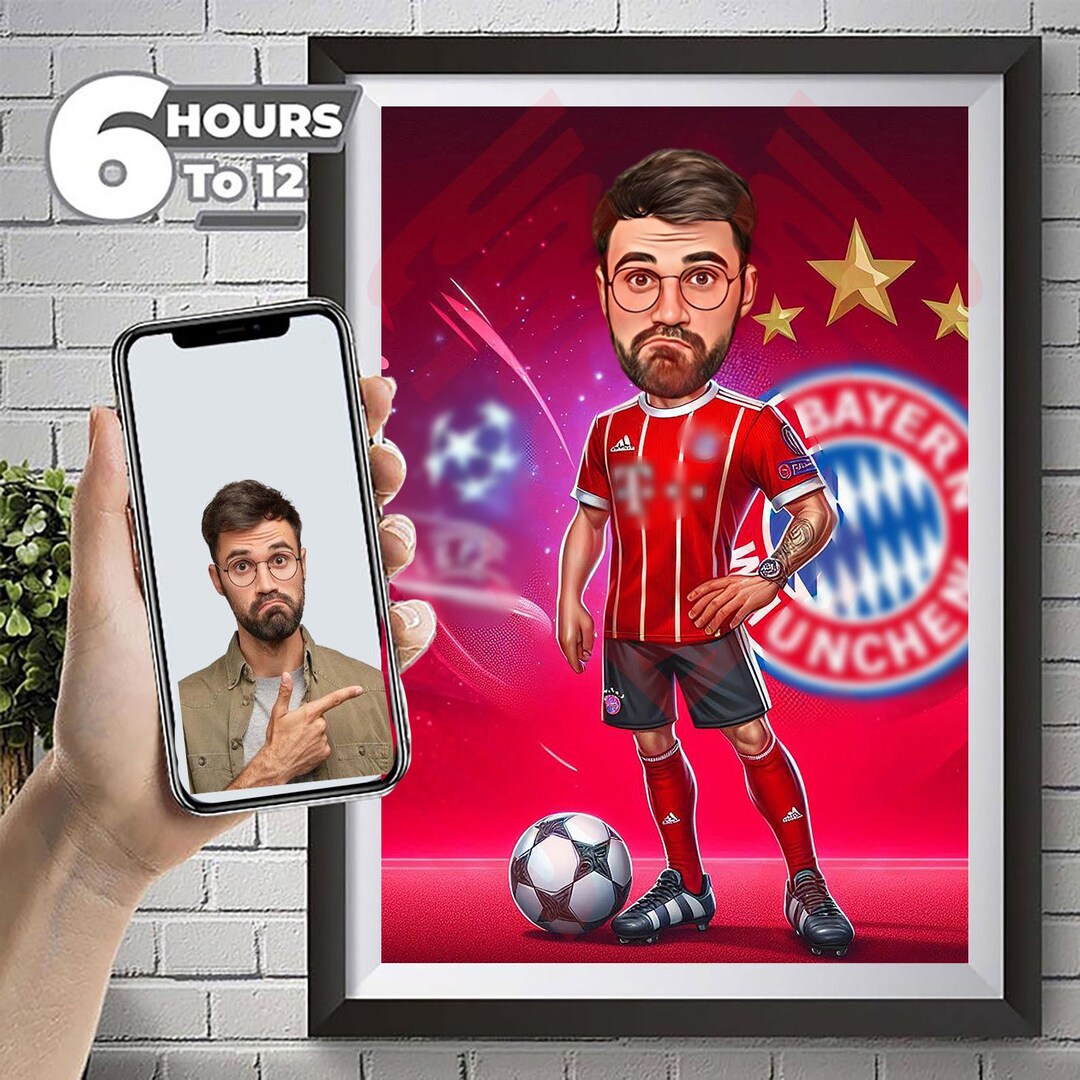 FC Bayern Munich Soccer Player Cartoon Portrait, Soccer Caricature ...