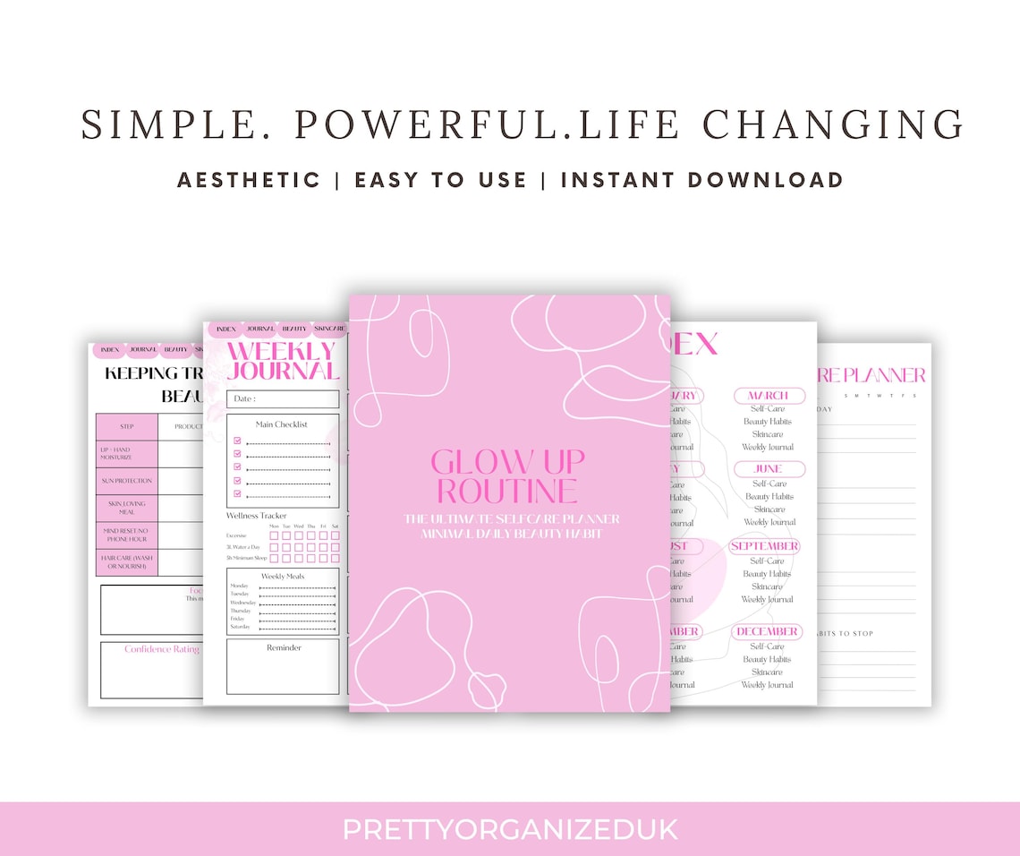 Pink Glow up Digital Planner: Self-care, Wellness & Productivity ...