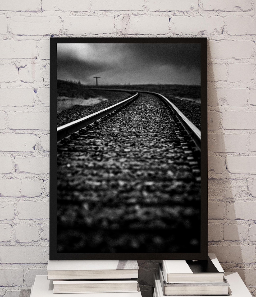 Moody Railroad Photo: Black and White Train Track Art - Locomotive Wall ...