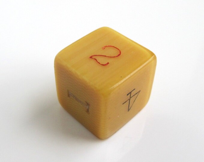Celluloid Die W/ Numbers 1-6 - Vintage, 5/8" Cube, Yellow W/ Red ...