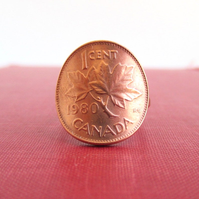 Canada Maple Leaf Penny Ring Vintage Handmade Repurposed | Etsy