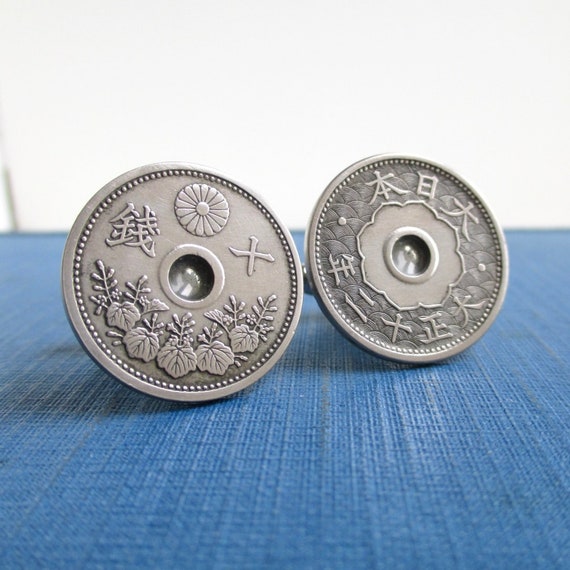 JAPAN Coin Cuff Links Repurposed Vintage Japanese 10 Sen | Etsy
