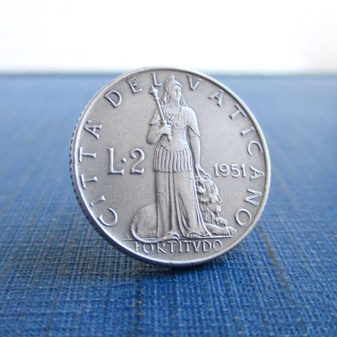 Vatican City Coin Tie Tack / Lapel Pin - Repurposed Vintage 1951 Silver ...