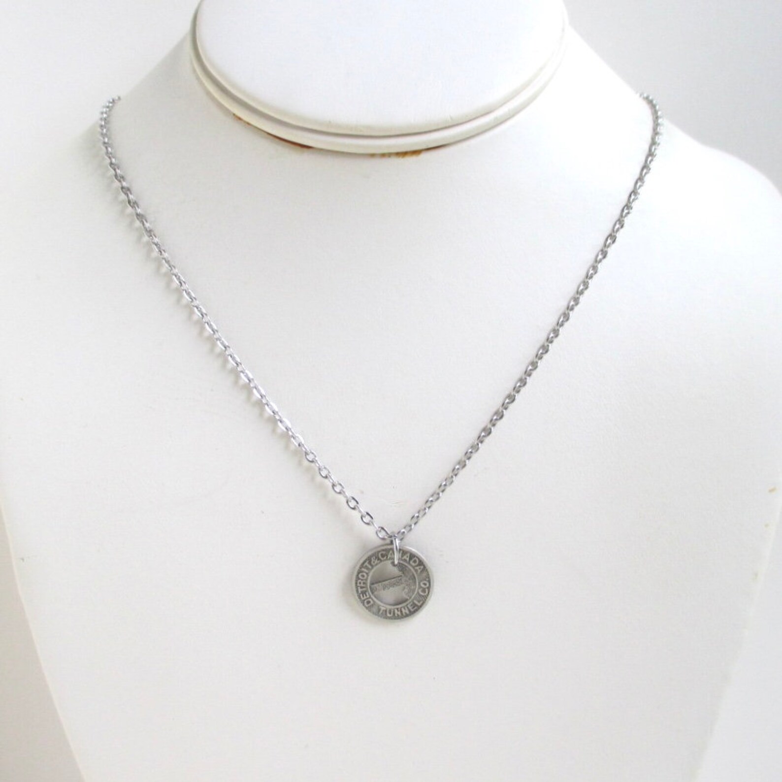 DETROIT Transit Token Pendant Necklace Repurposed Vintage | Etsy