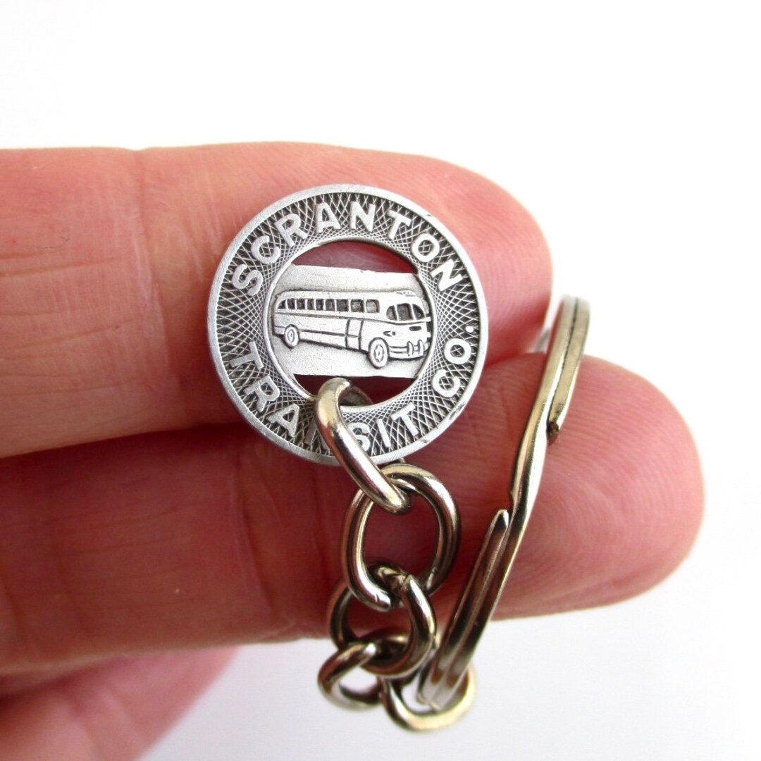 SCRANTON Transit Token Keychain - Repurposed Vintage Silver Tone Coin ...