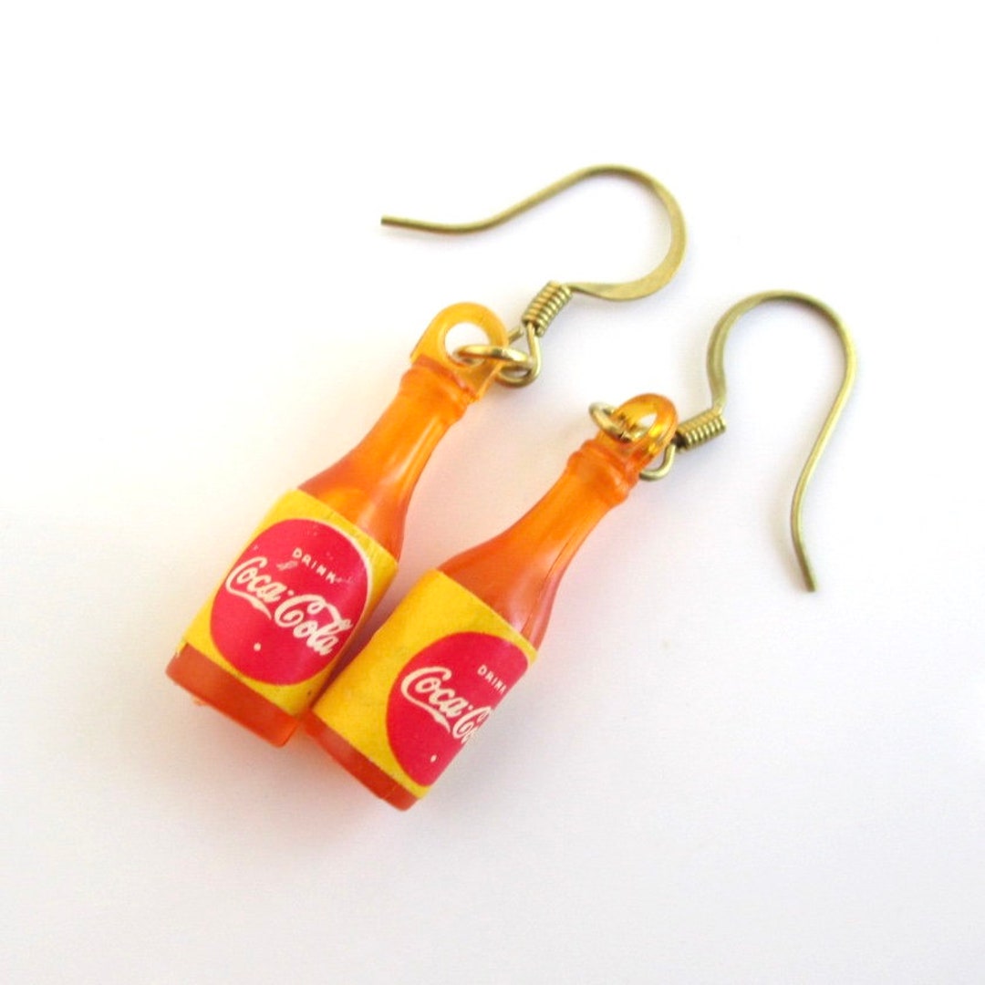 Coca Cola Earrings - Vintage Dangling Coke Soda Bottle Charms W/ Solid ...