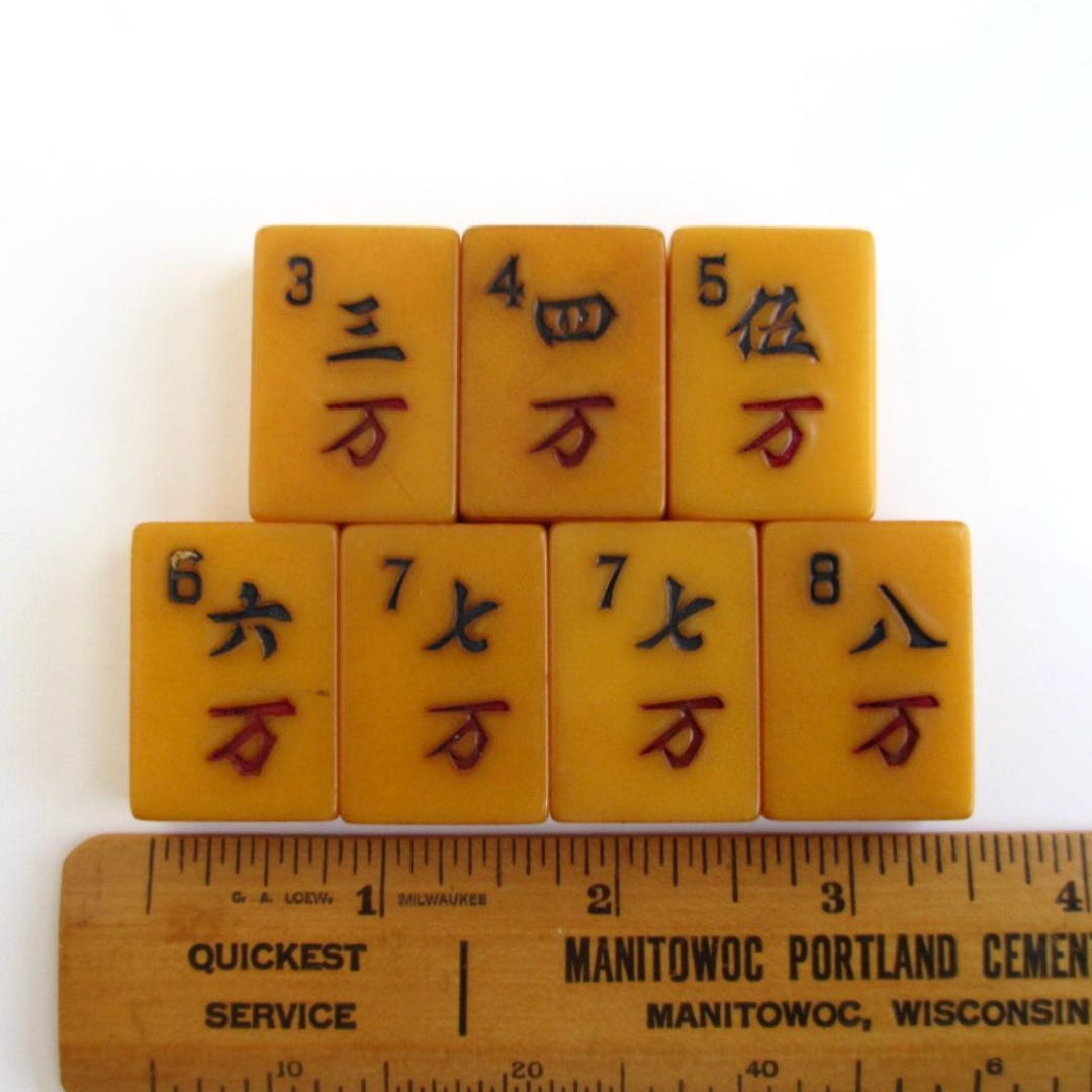 7 Bakelite Mah Jong Tiles Vintage Ma Jiang / Mahjong Wan Character ...