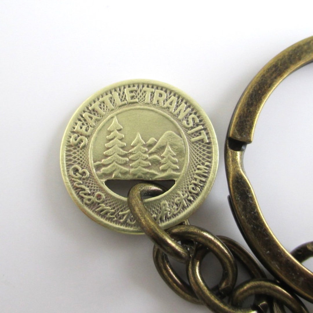 SEATTLE Transit Token Keychain Repurposed Vintage 1940's Coin Key Chain ...