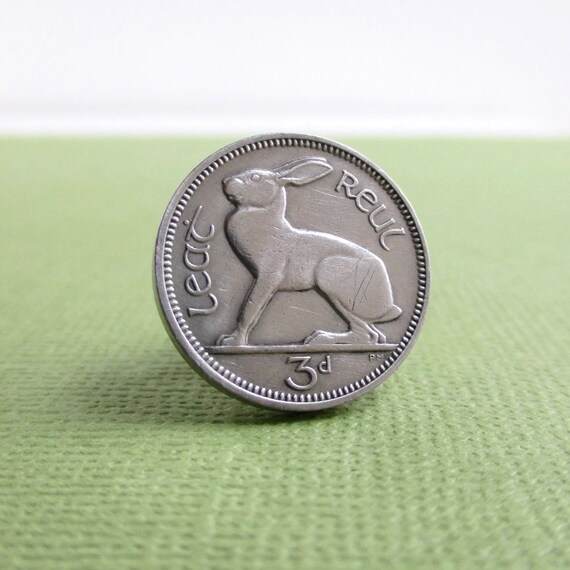 Irish Lucky Rabbit Coin Tie Tack / Lapel Pin Repurposed | Etsy