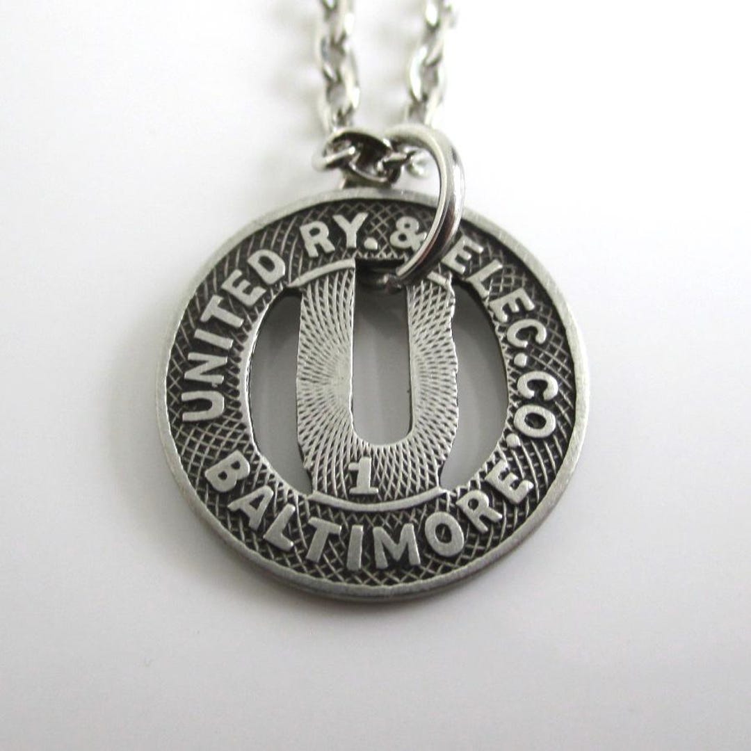 BALTIMORE Transit Token Pendant Necklace - Repurposed Vintage / Antique ...