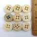9 Large Antique Bone Buttons Vintage 4 Hole, Larger 17mm or 11/16 Size ...