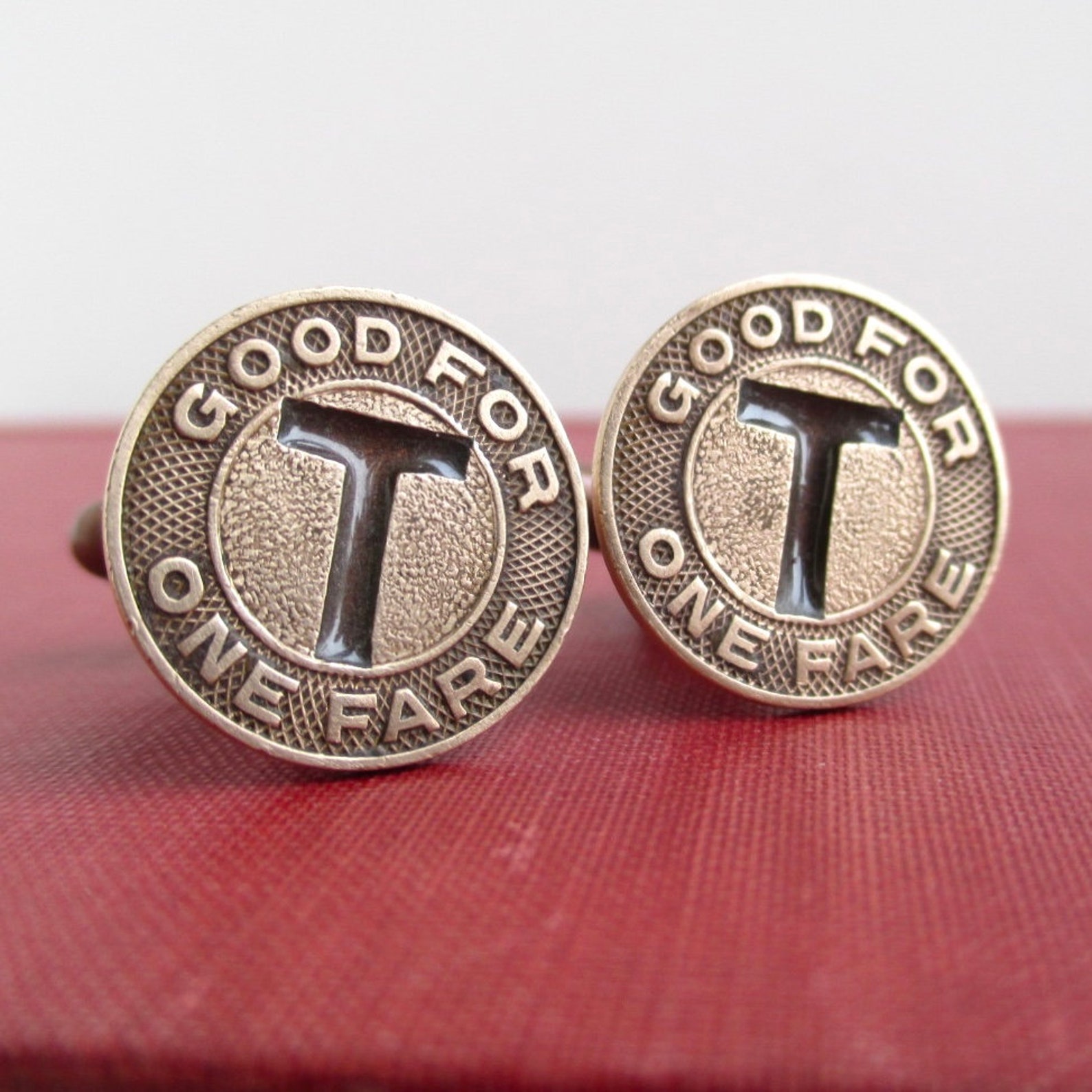 Letter T Coin Cuff Links Repurposed Vintage Transit Tokens / - Etsy