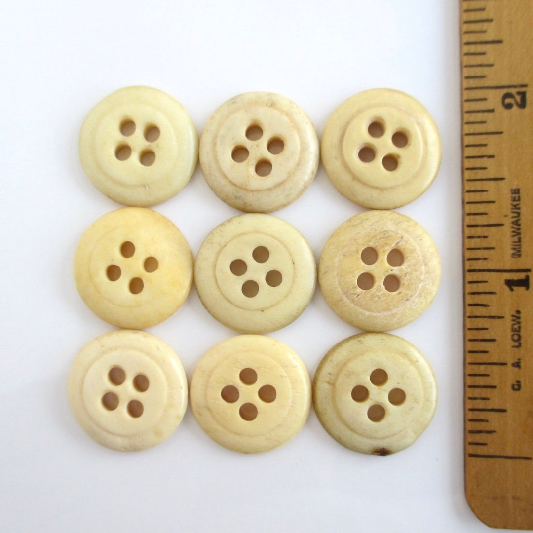 9 Large Antique Bone Buttons Vintage 4 Hole Larger 17mm or - Etsy